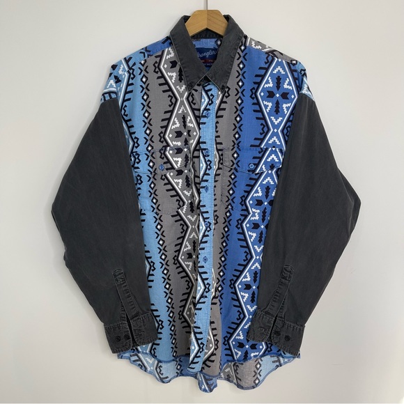 Wrangler | Shirts | Vintage Wrangler Geometric Western Print Cowboy ...